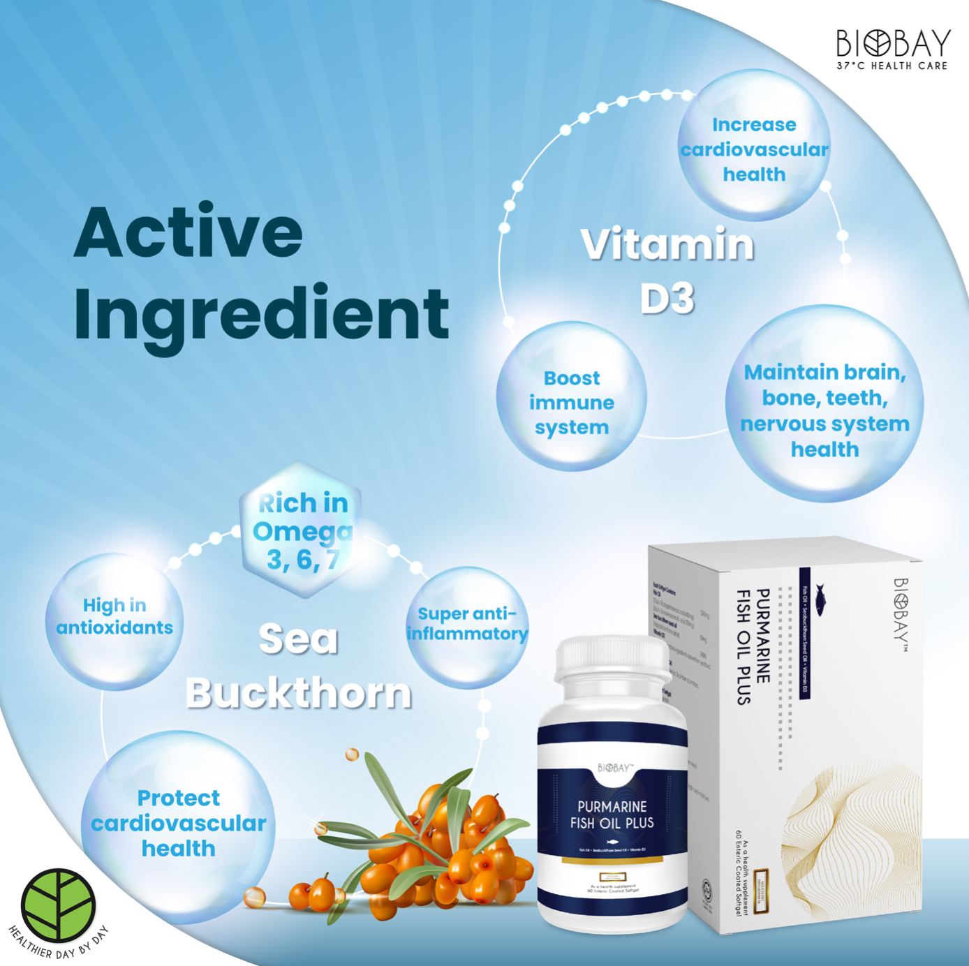 BIOBAY Purmarine Fish Oil Plus 60 Capsules